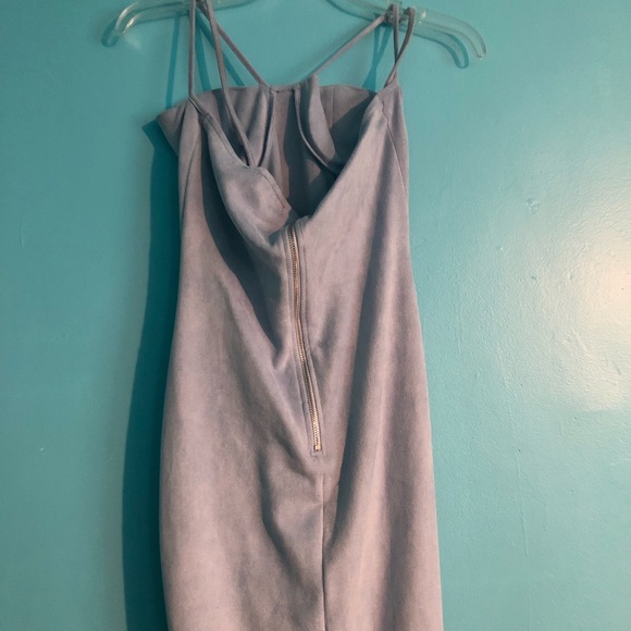Madrag | Dresses | Light Blue Formal Suede Dress | Poshmark